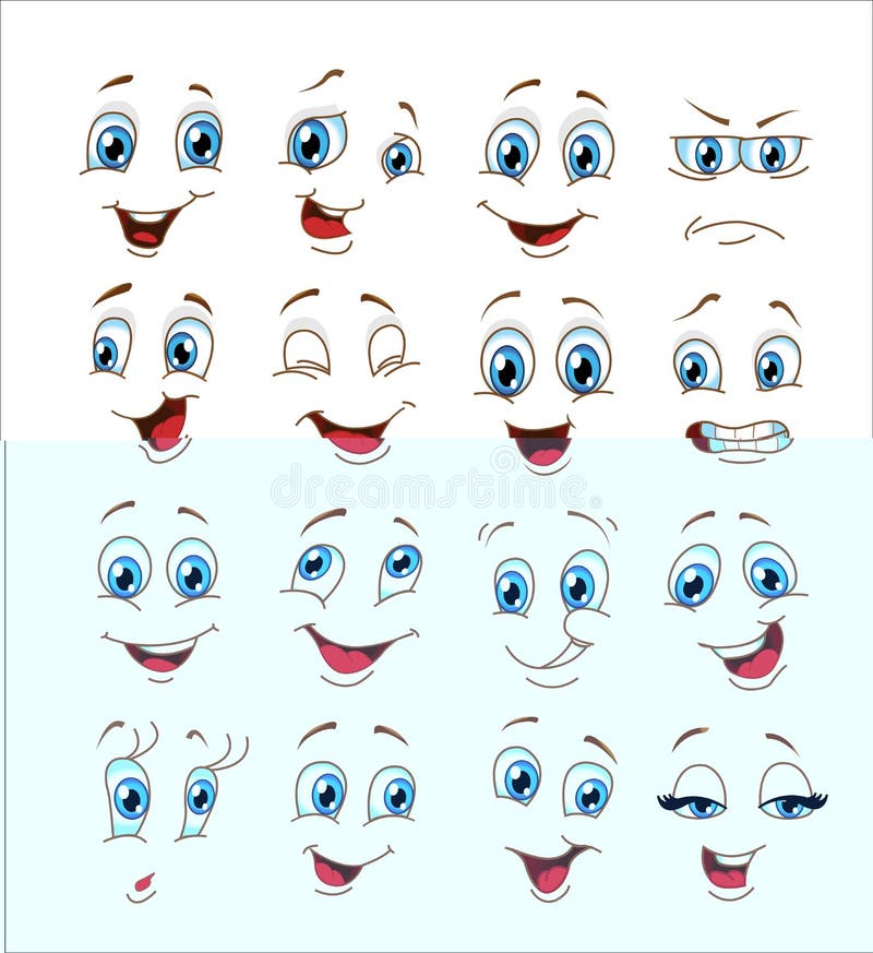 Face Expression Set. Vector Illustration Emoticon Cartoon Stock Vector ...