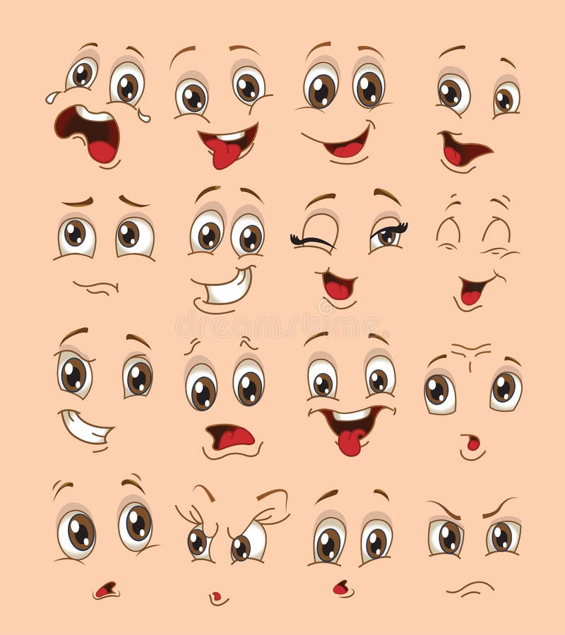 Face Expression Set. Vector Illustration Emoticon Cartoon Stock Vector ...