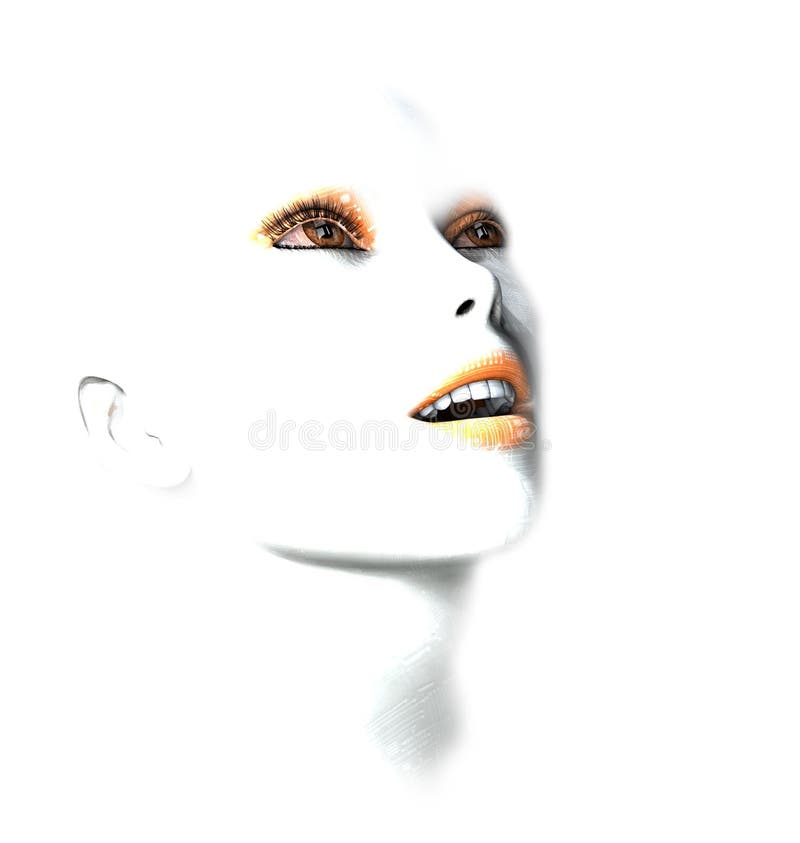 Face fêmea do robô 3D ilustração stock. Ilustração de mecânico - 4312718