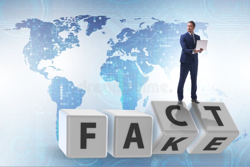Face or Fact Concept with Turning Cubes Stock Image - Image of internet ...