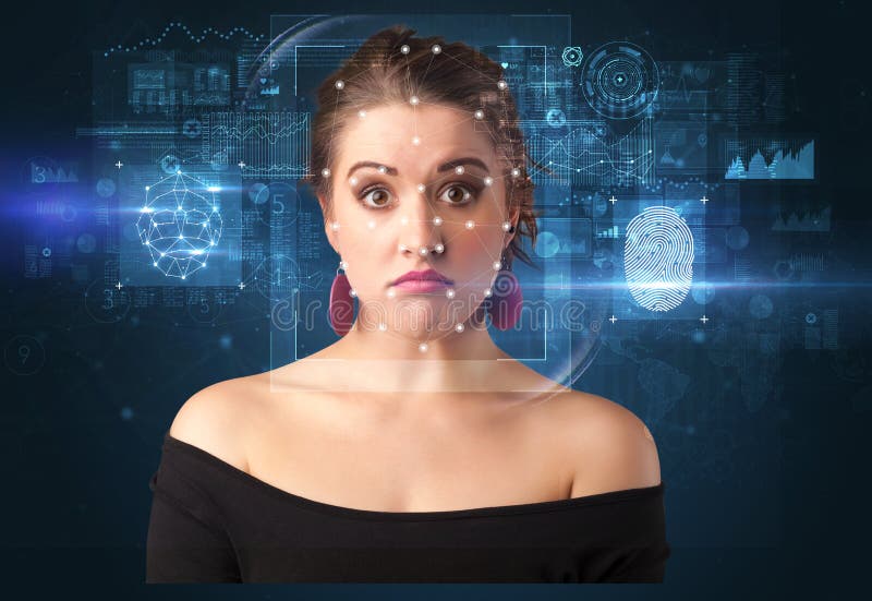 Face and Fingerprint Detection Concept Stock Image - Image of blue ...