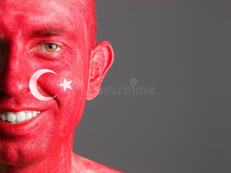 Face Flag Turkey Smiling Man Stock Photo - Image of bronw, smiling ...