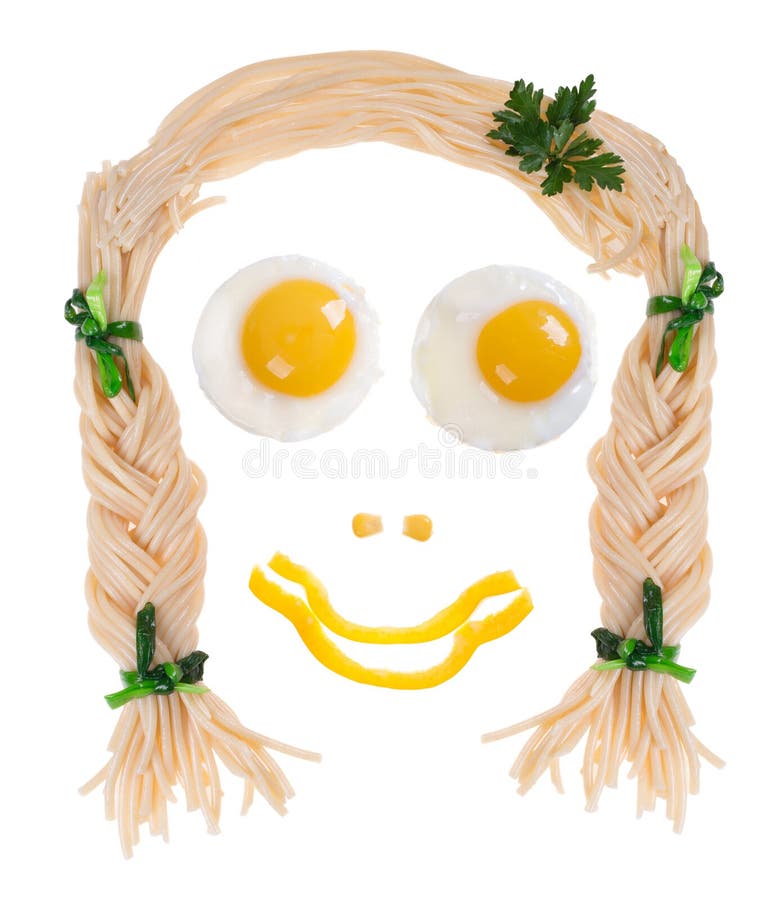 Smiley Face Eating Shrimp Pasta