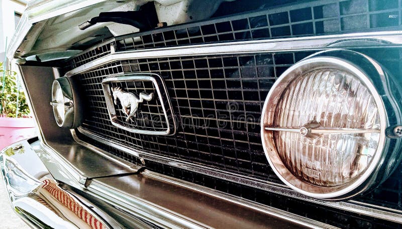 Face of Ford Mustang 1969 editorial image. Image of horse - 170592370