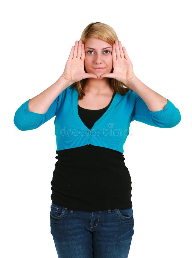 Face frame 3 stock image. Image of hand, young, girl, face - 7545335