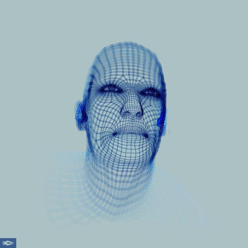 Head of the Person from a 3d Grid. 3D Geometric Face Design Stock ...