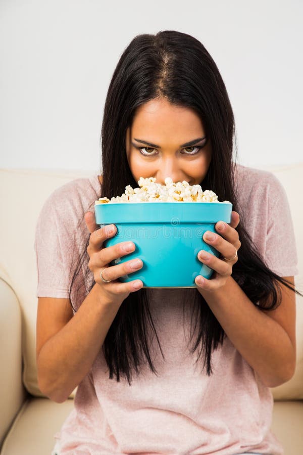 Face full of popcorn stock image. Image of domestic - 134196211