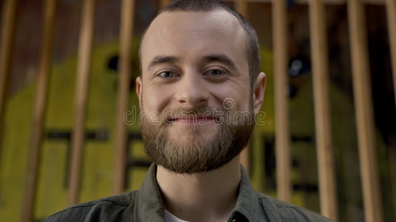 Face of Funny Young Guy with Beard. Guy is Smiling. Stock Video - Video ...