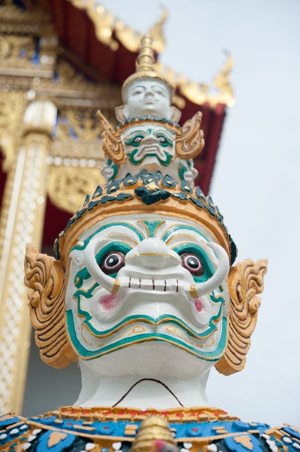 Face of Giant Stand Around Pagoda of Thailand Stock Image - Image of ...