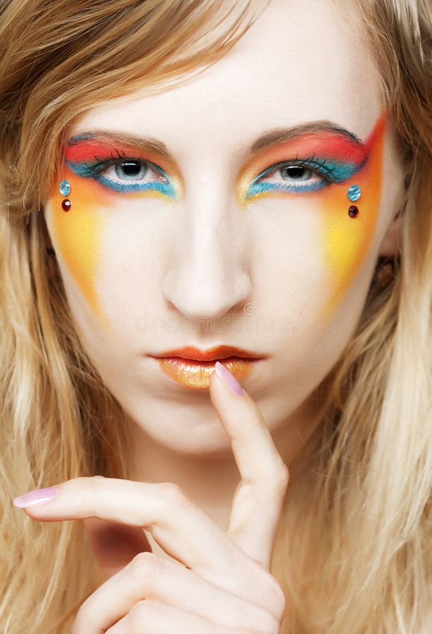 Face of a Girl with Creative Visage Stock Image - Image of female, face ...