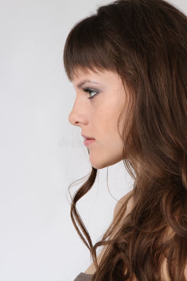 Face of a Girl with Long Hair Stock Photo - Image of lady, makeup: 24237856