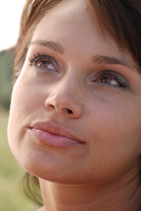 Beautiful Woman Face Looking Sideways Stock Photo - Image of people ...