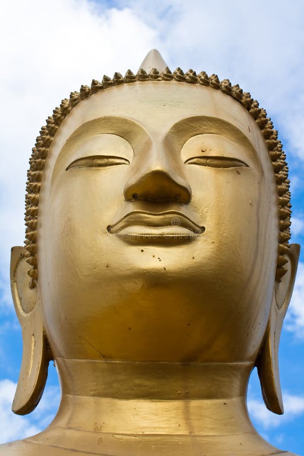 Face of gold Buddha statue stock image. Image of spirituality - 21324865