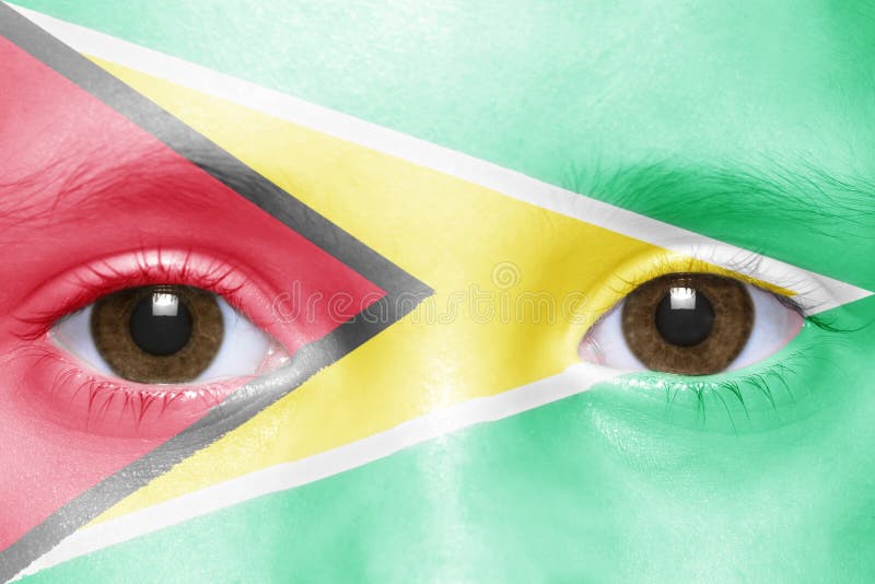 Face with guyanese flag stock photo. Image of nice, guyana - 95524070