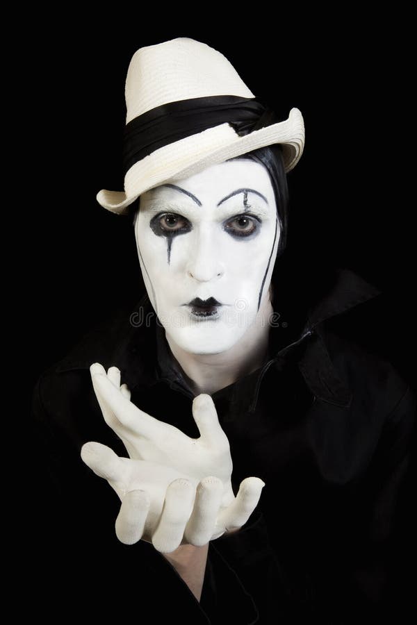 Face and Hands of Mime with Dark Make-up Stock Photo - Image of moody ...