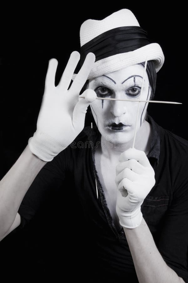 Face and Hands of Mime with Dark Make-up Stock Photo - Image of moody ...