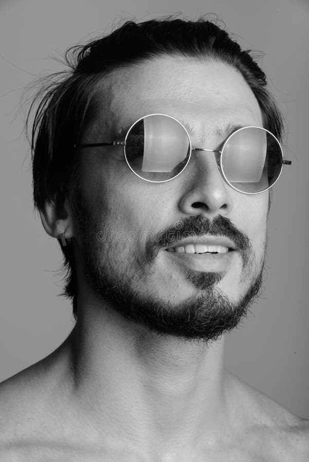 Portrait of Handsome Man Shot in Black and White Stock Photo - Image of ...