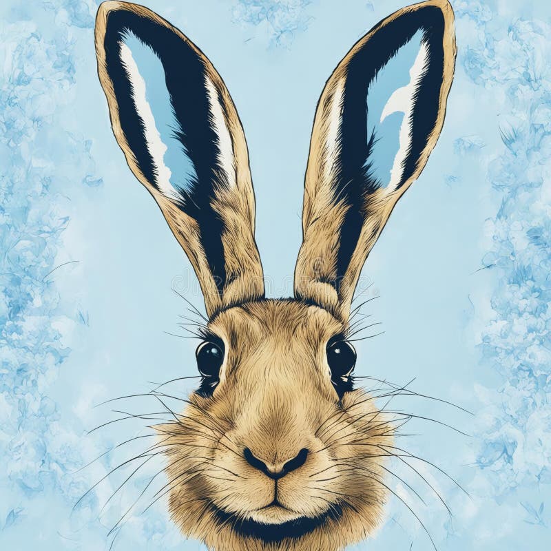 Face Of A Hare On A Blue Abstract Background Stock Illustration Illustration Of Isolated