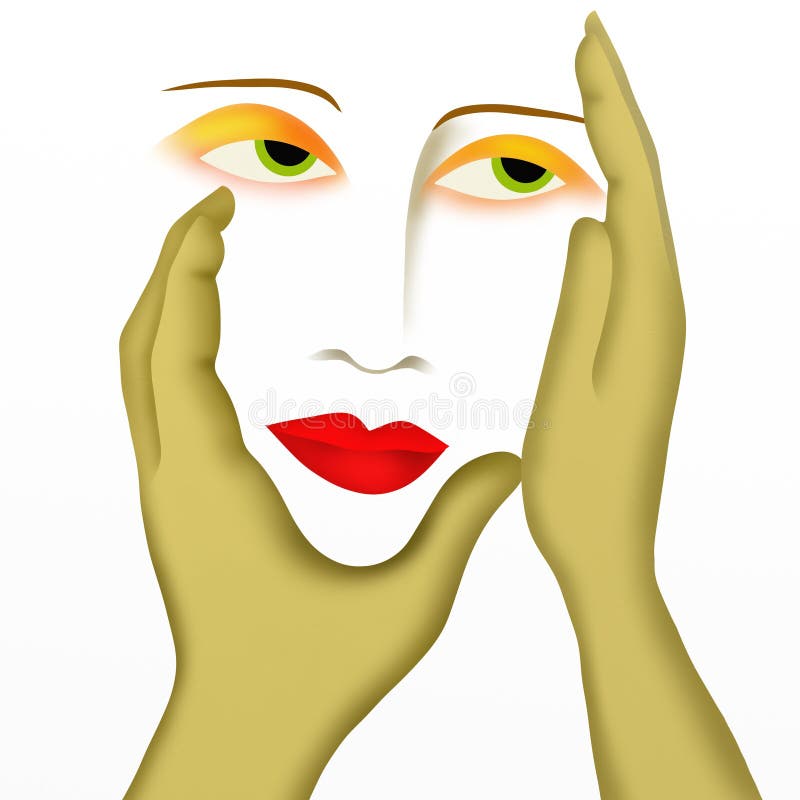 Face in his hands stock illustration. Illustration of face - 32694913