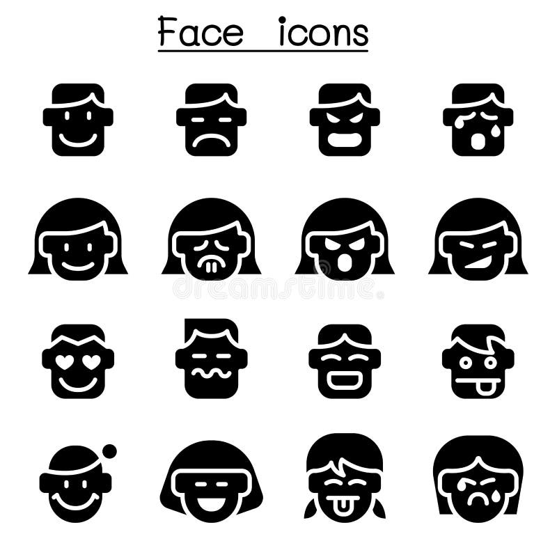 Human Face icon set stock vector. Illustration of people - 108138749