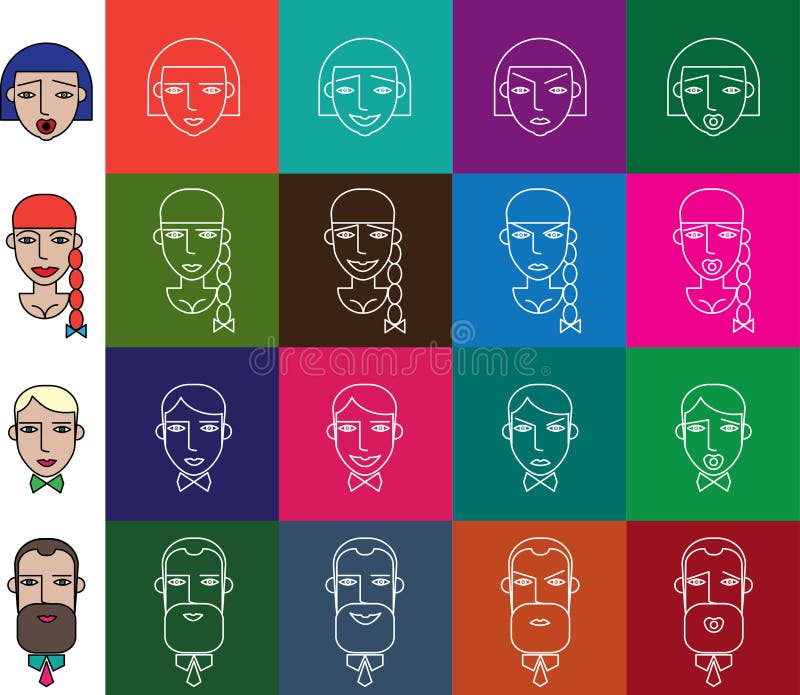 Face icons set stock vector. Illustration of teacher - 61467643