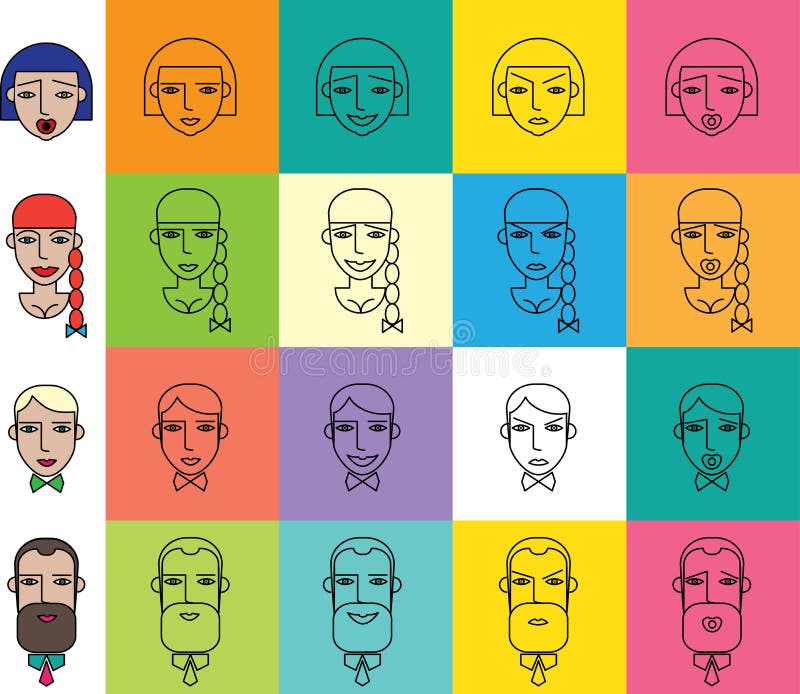 Face icons set stock vector. Illustration of avatar, business - 63643946