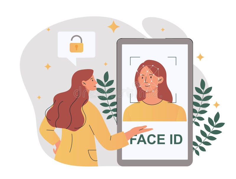 Face ID concept stock vector. Illustration of cartoon - 257858131