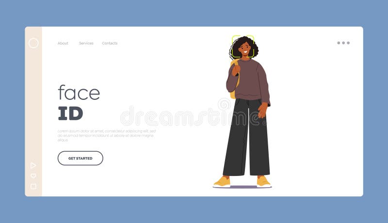 Face Id Landing Page Template. Security and Surveillance Concept, Face ...