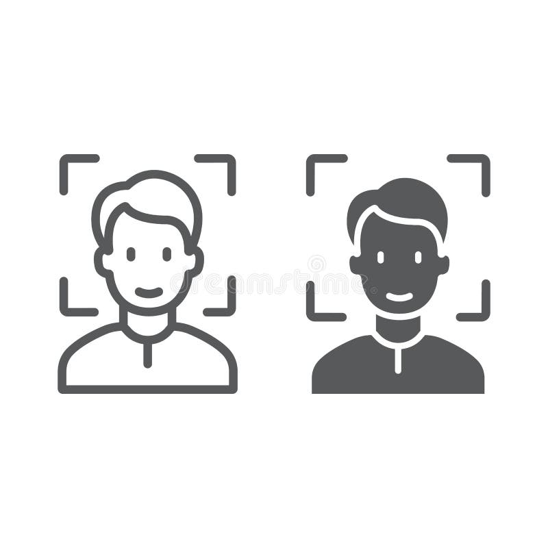 Face ID Line and Glyph Icon, Face Recognition and Face Identification ... Face ID Line and Glyph Icon, Face Recognition and Face Identification ...