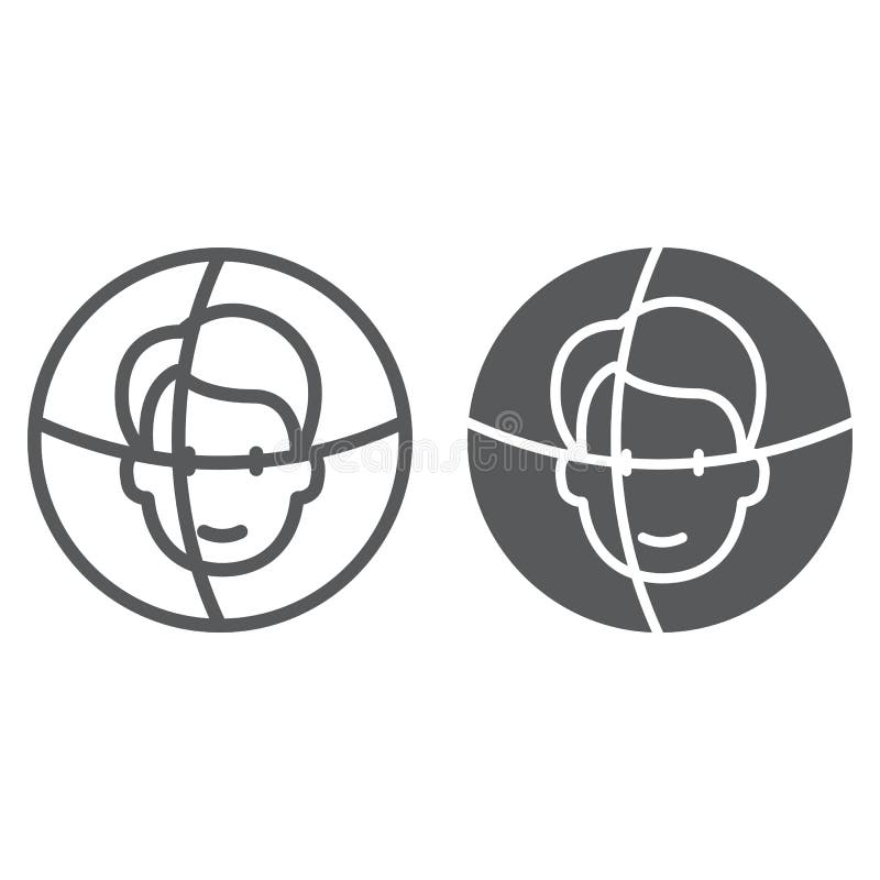 Face ID Line and Glyph Icon, Face Recognition and Face Identification ...