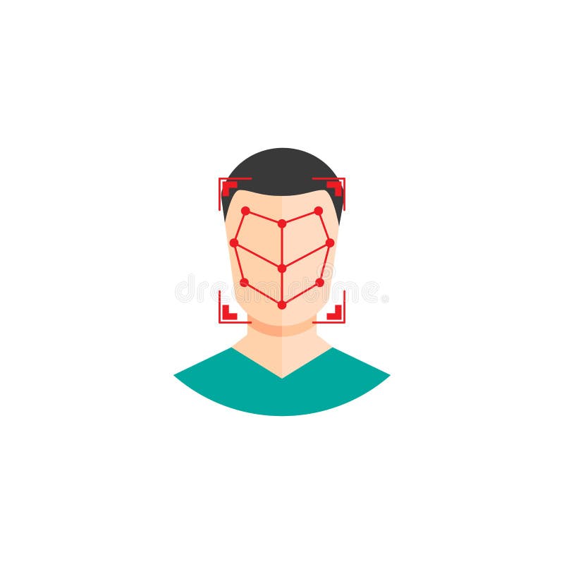 Face ID Man Icon on White Background. Vector Symbol Security Stock ...