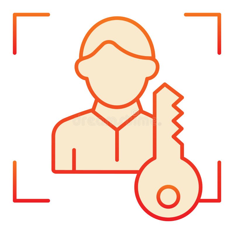 Face Id Scanner With Key Flat Icon. User Identification Color Icons In ...