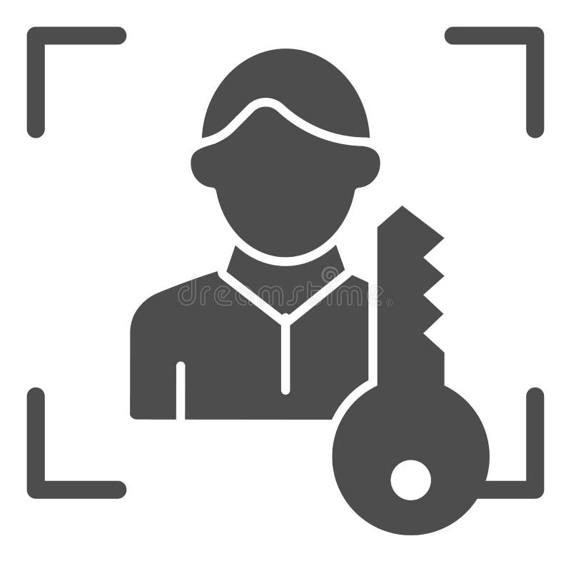 Face Id Scanner with Key Flat Icon. User Identification Color Icons in ...