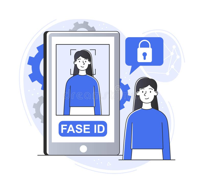 Face ID in smartphone stock vector. Illustration of human - 261001310