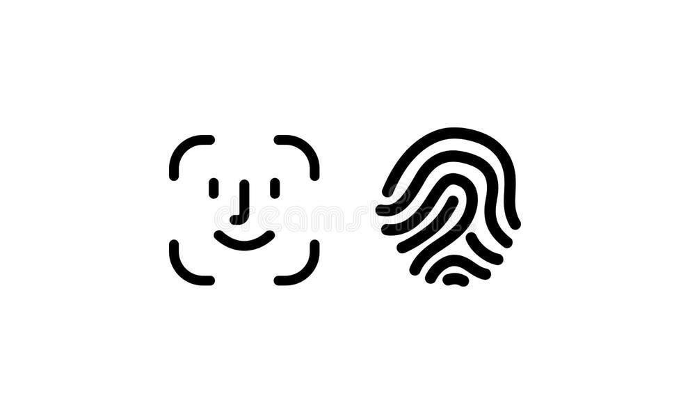 Face Id, Touch Id. Scanners Icons Set, Vector. Dentification Icon ...