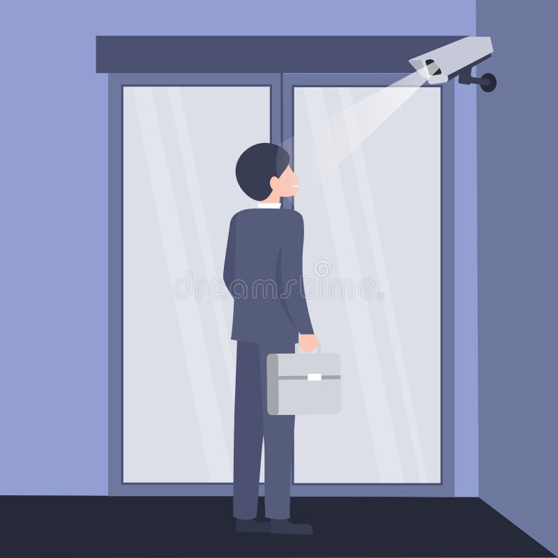 Face Identification Security, Camera at the Input Stock Vector ...