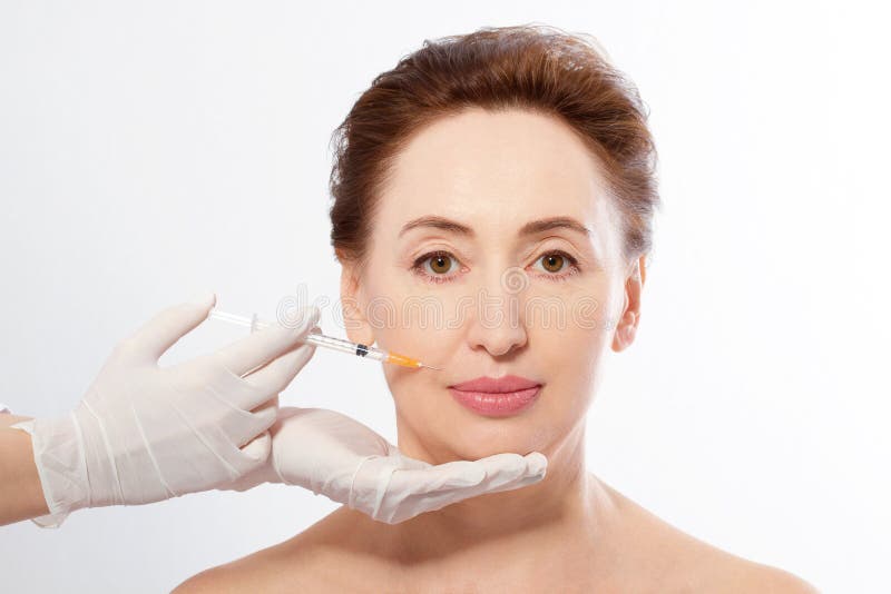 Face Injection in Lips. Collagen, Plastic Surgery Isolated on White ...