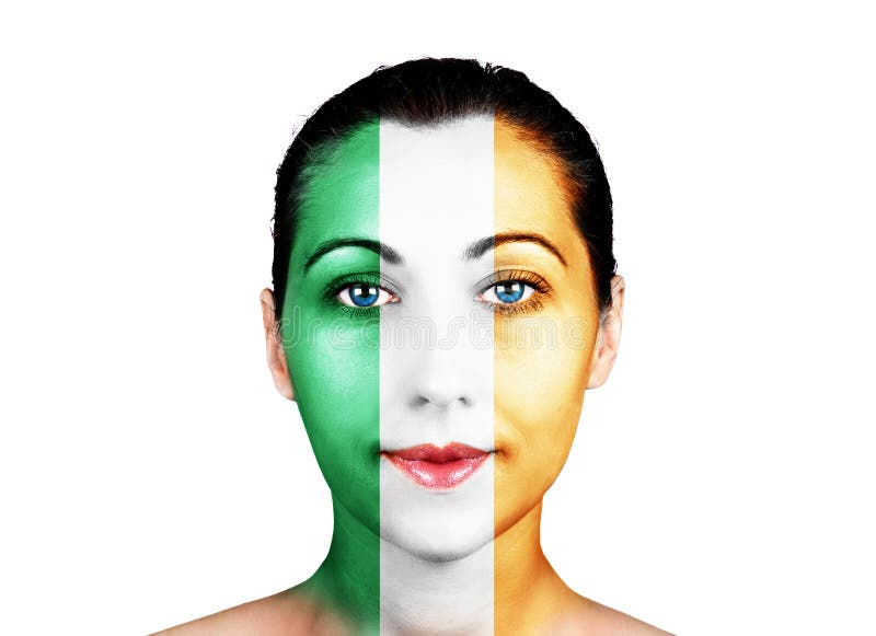 Face with the Ireland flag stock photo. Image of elegance - 35051406
