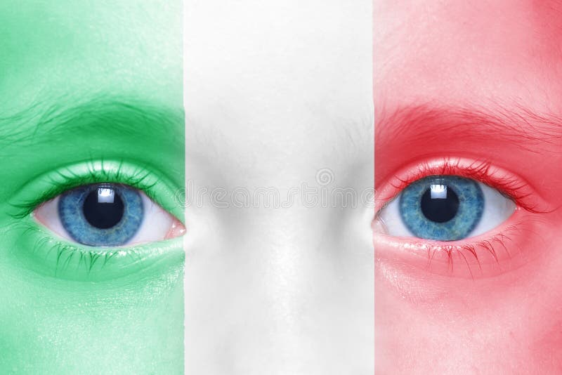 Face with italian flag stock image. Image of child, ensign - 95525305