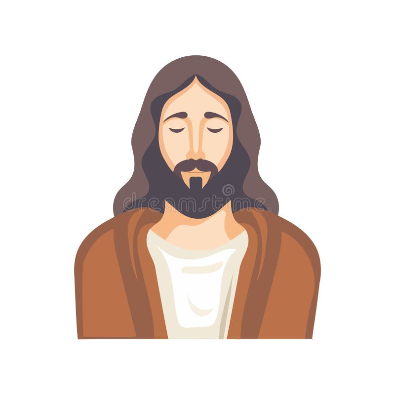 Face of Jesus Christ, Flat Design Isolated. Vector Illustration Stock ...