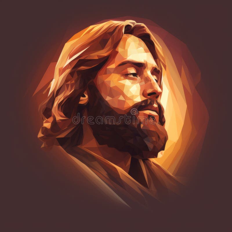 The Face of Jesus in a Low Poly Style Stock Illustration - Illustration ...