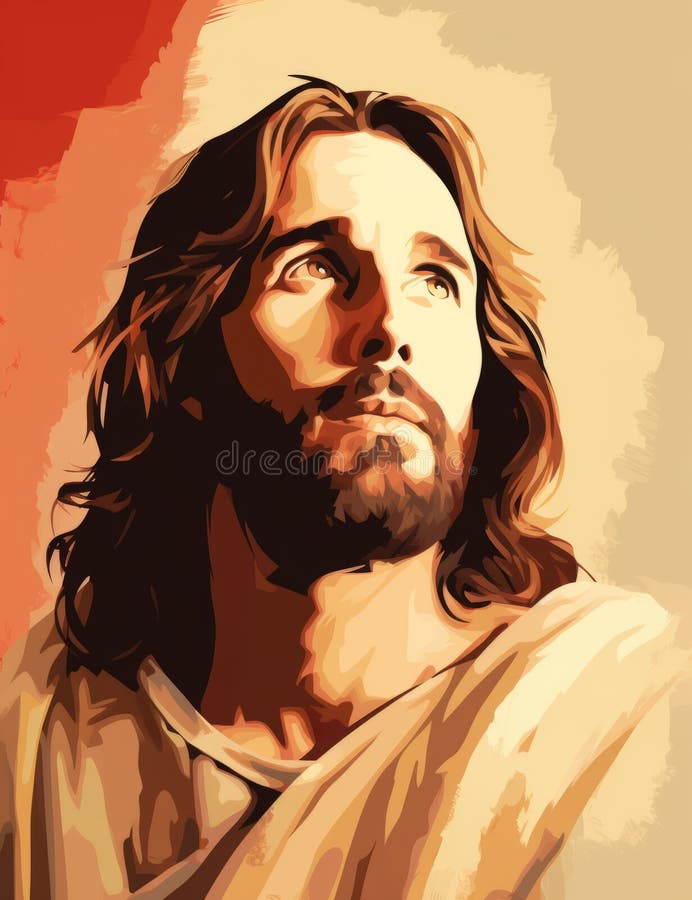 The Face of Jesus is Shown in this Painting Stock Illustration ...