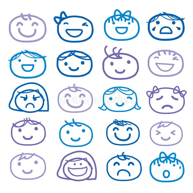 Face Kids Draw Emotion Feeling Icon Cute Cartoon Vector Design Stock ...