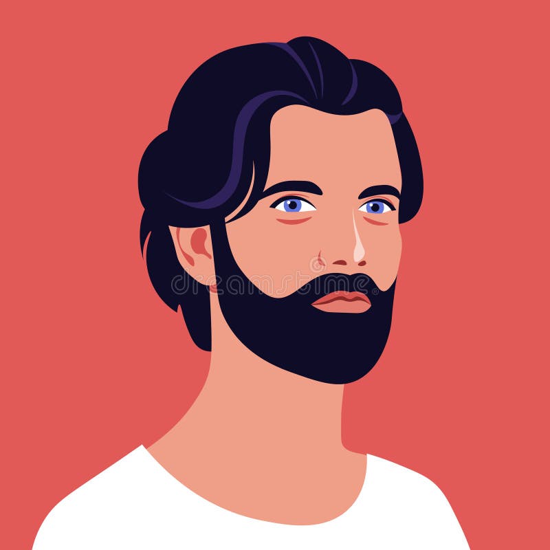 A Face of a Latin American Man with Beard. Stock Vector - Illustration ...