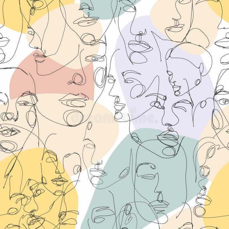 Face Line Art. Face Painting. Vector Sketch with Face Stock Vector ...