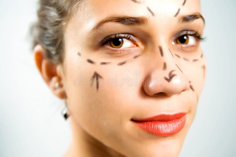 Face With Lines For Plastic Surgery Stock Photo - Image: 7130638 Face With Lines For Plastic Surgery Stock Photo - Image: 7130638