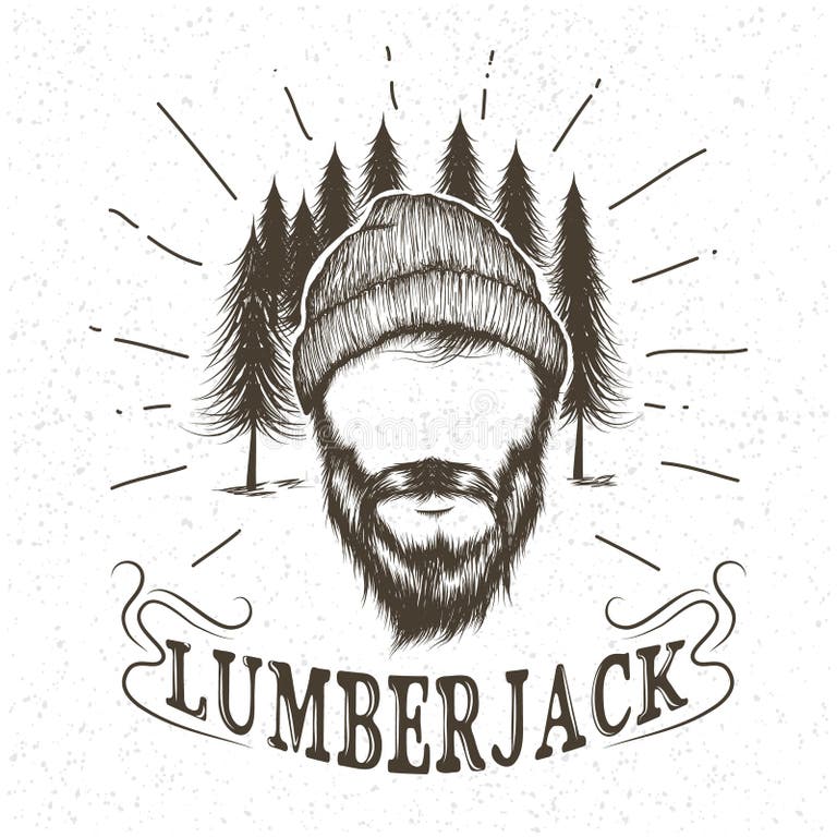 Face of Lumberjack with Beard and Hat Stock Vector - Illustration of ...