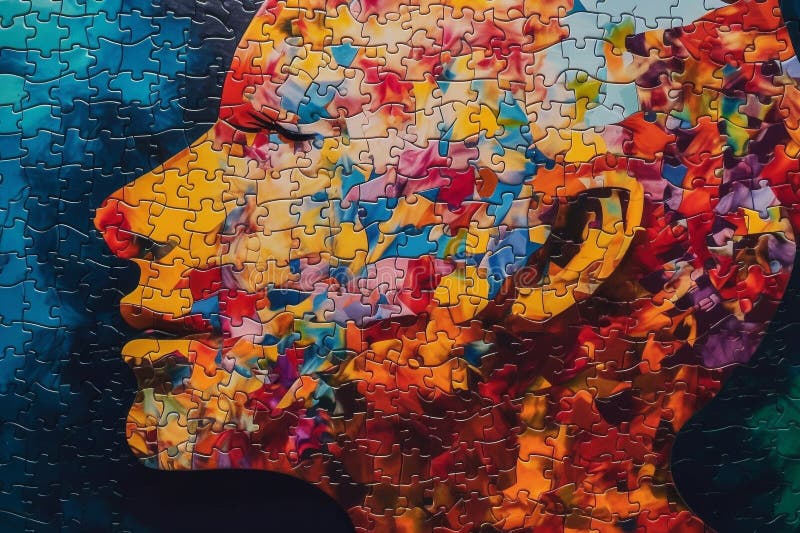 Face Made of Colorful Puzzle Pieces, Representing Fresh Ideas and the ...