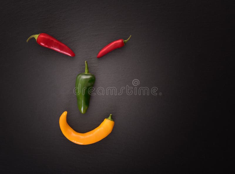 Face Made from Different Chili Peppers Stock Photo - Image of food ...