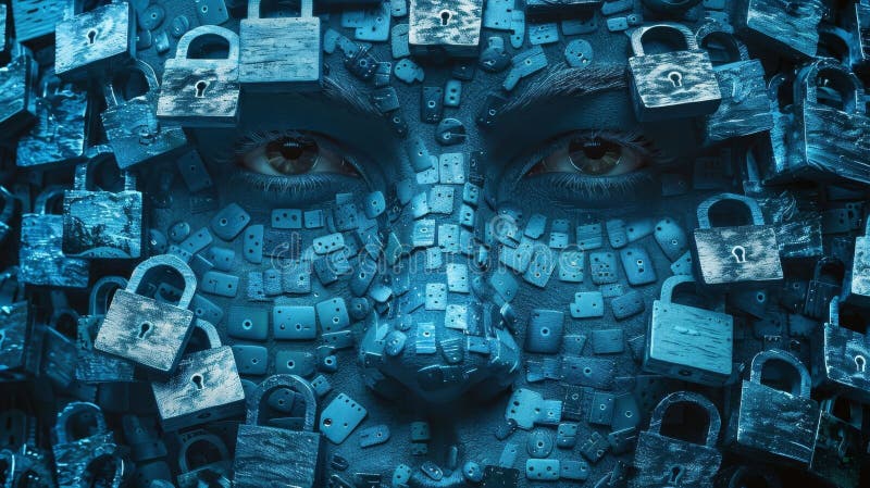 A Face Made of Lock Symbols Representing the Importance of Security and ...
